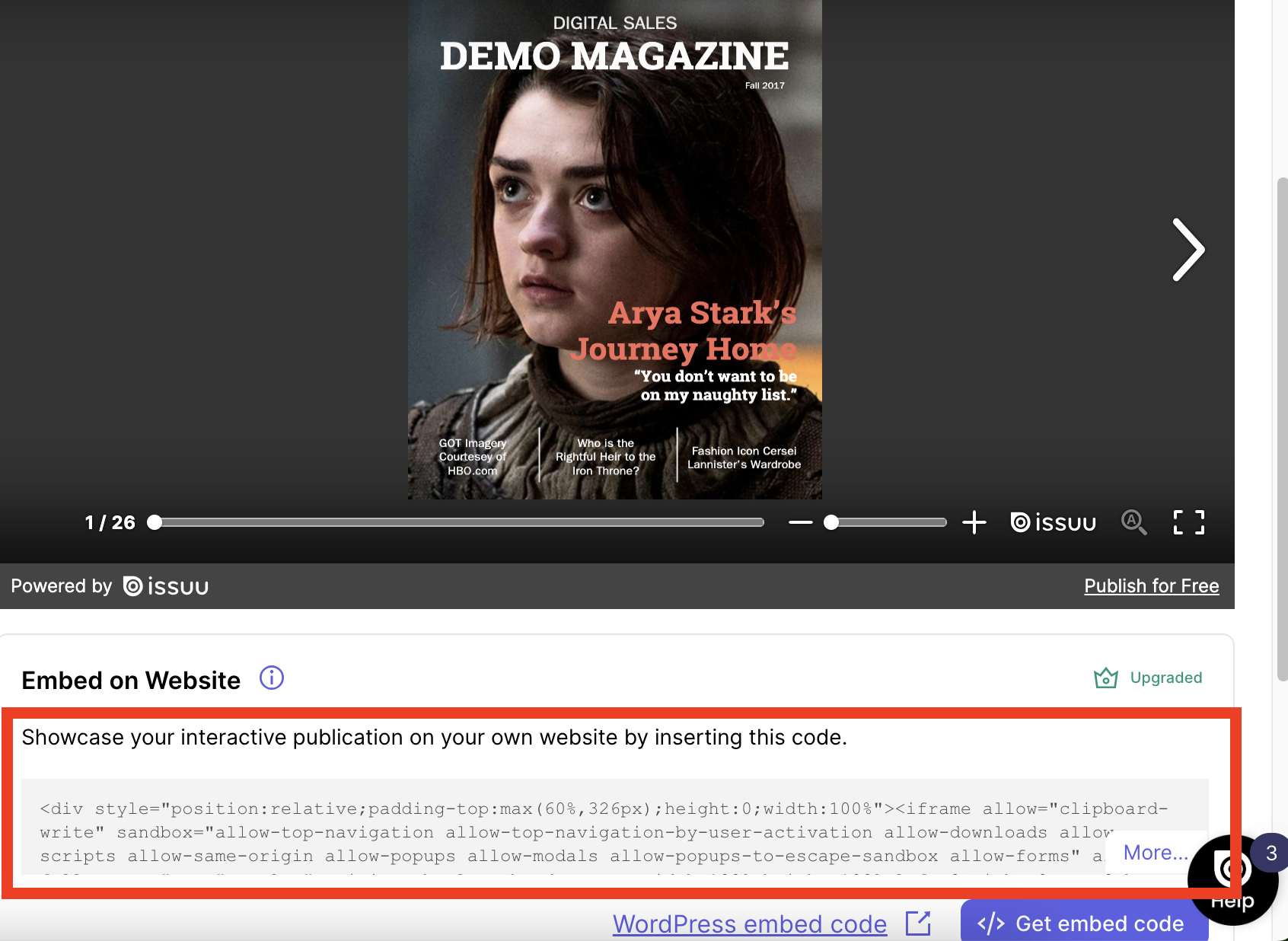 iFrame Embed Code – Issuu Help Center