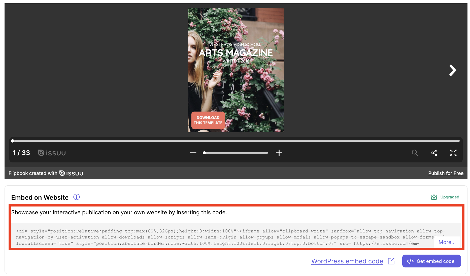 iFrame Embed Code – Issuu Help Center