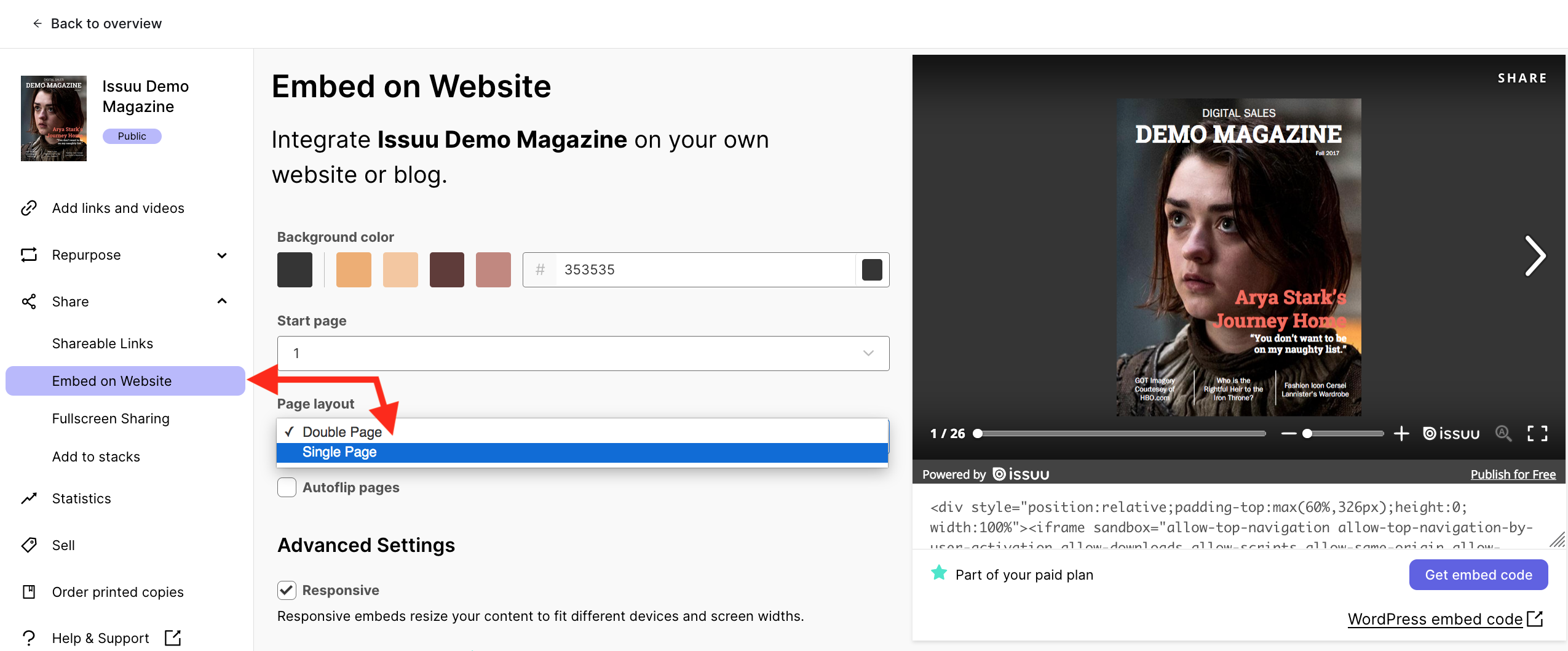 Single, Double and 4- Page Spreads for Content – Issuu Help Center